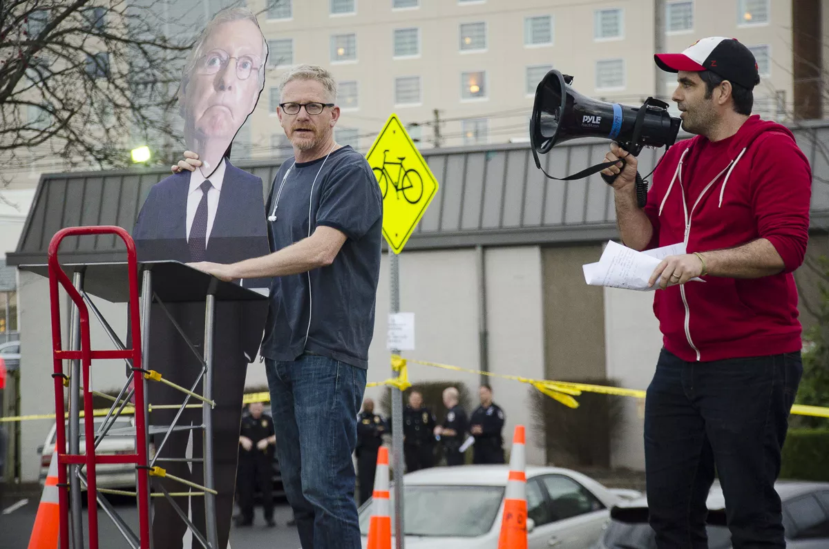 Photos from Friday's “Hunt for Mitch” protest